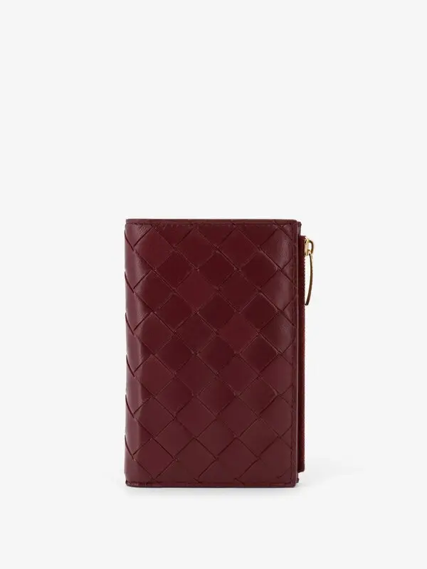 Bottega Veneta Leather Walle With Intrecciato Motif - Red