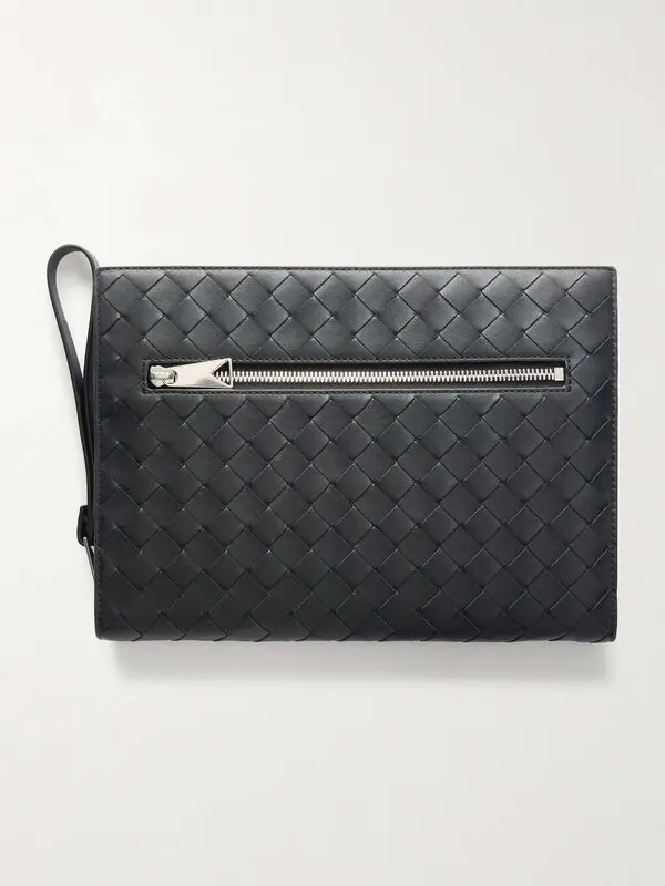 Bottega Veneta Intrecciato Leather Pouch - Black