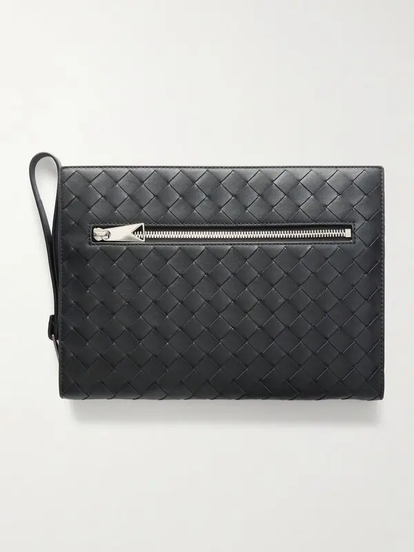 Bottega Veneta Intrecciato Leather Pouch - Black