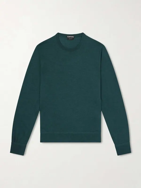 TOM FORD Slim-fit Cashmere And Silk-blend Sweater - Green