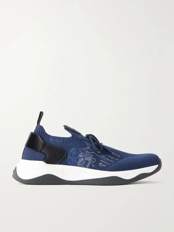 Berluti Shadow Logo-embroidered Sneakers - Blue