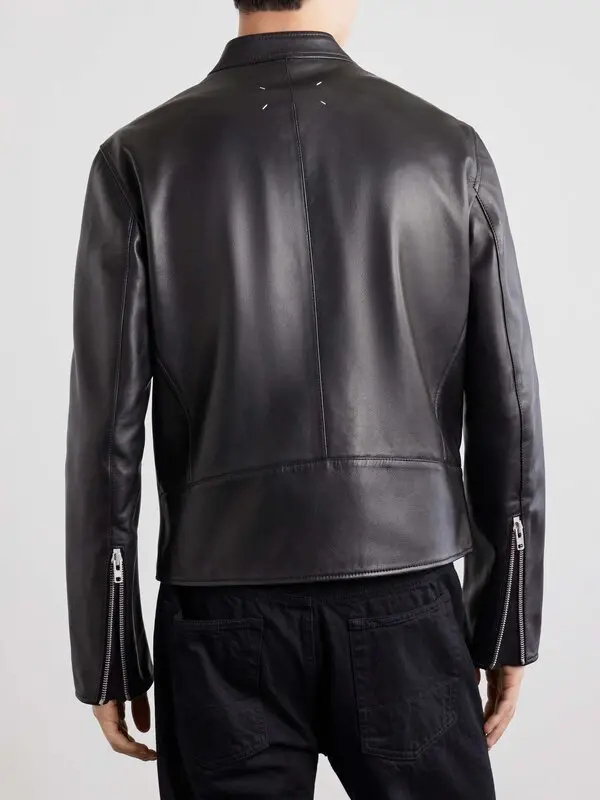 MAISON MARGIELA Zip-detailed Leather Biker Jacket