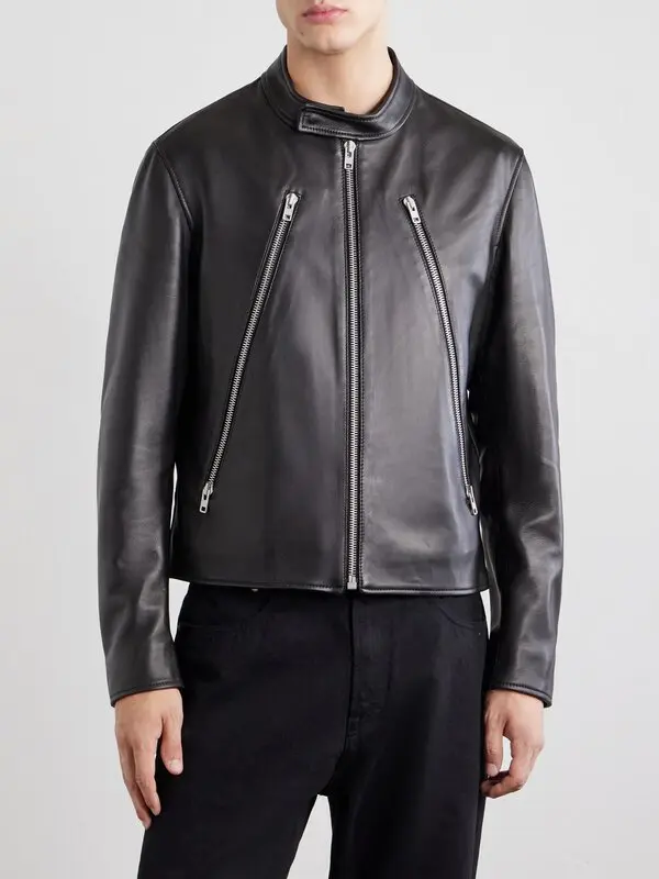 MAISON MARGIELA Zip-detailed Leather Biker Jacket