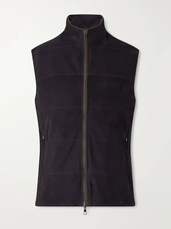 N.peal Belgravia Cotton-trimmed Suede Gilet - Blue