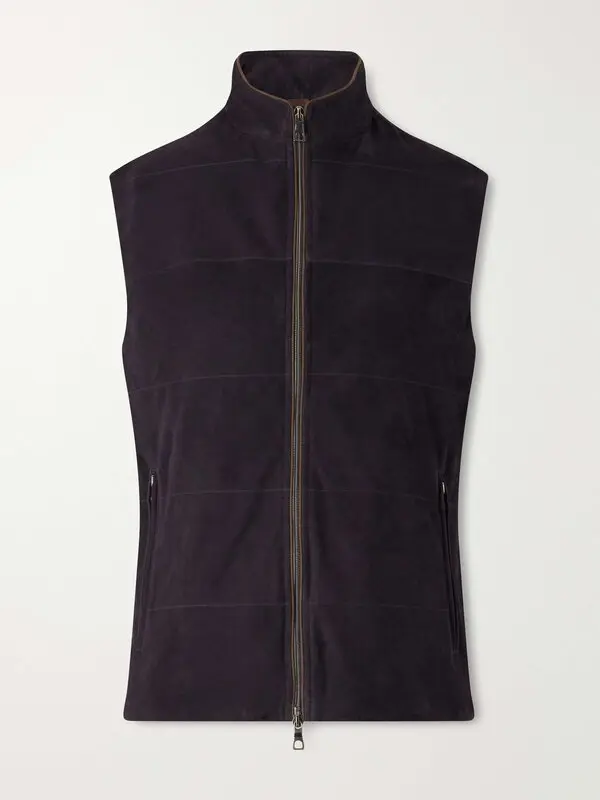 N.peal Belgravia Cotton-trimmed Suede Gilet - Navy
