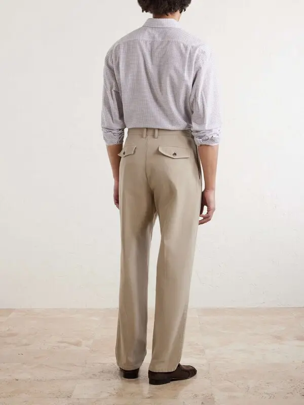 THE ROW Tomasino Straight-leg Pleated Cotton-twill Trousers