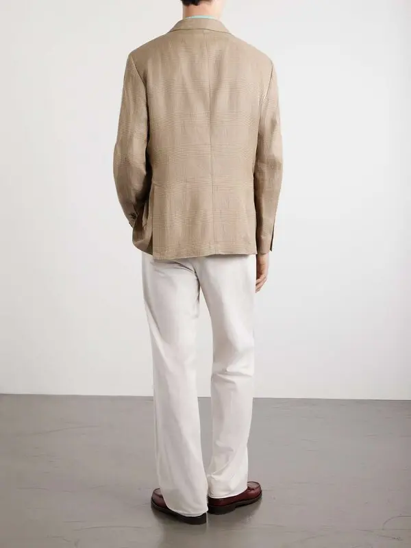 Polo Ralph Lauren Houndstooth Linen-blend Blazer - Beige