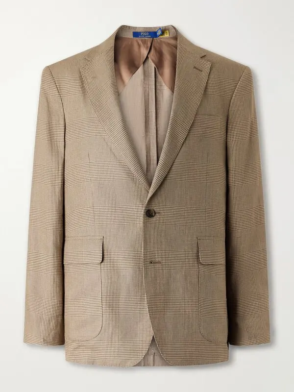 Polo Ralph Lauren Houndstooth Linen-blend Blazer - Neutrals