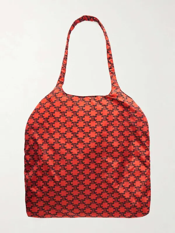 Celine Leather-trimmed Triomphe-printed Shell Tote Bag