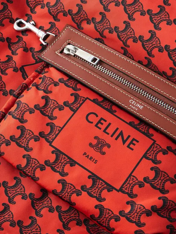 Celine Leather-trimmed Triomphe-printed Shell Tote Bag
