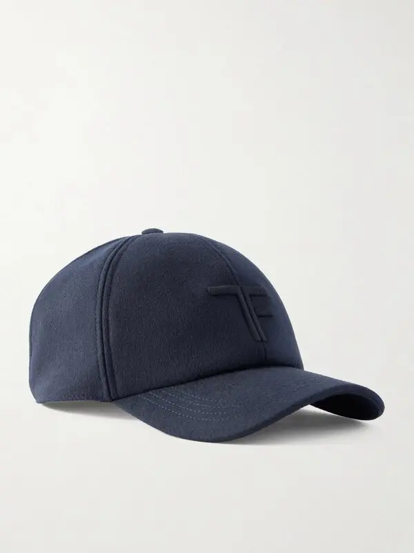 TOM FORD Leather-trimmed Logo-embroidered Baseball Cap - Blue
