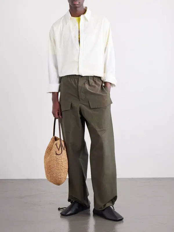 JW Anderson Bulb Leather-trimmed Raffia Tote Bag