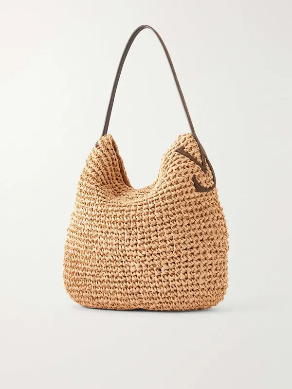 JW Anderson Bulb Leather-trimmed Raffia Tote Bag