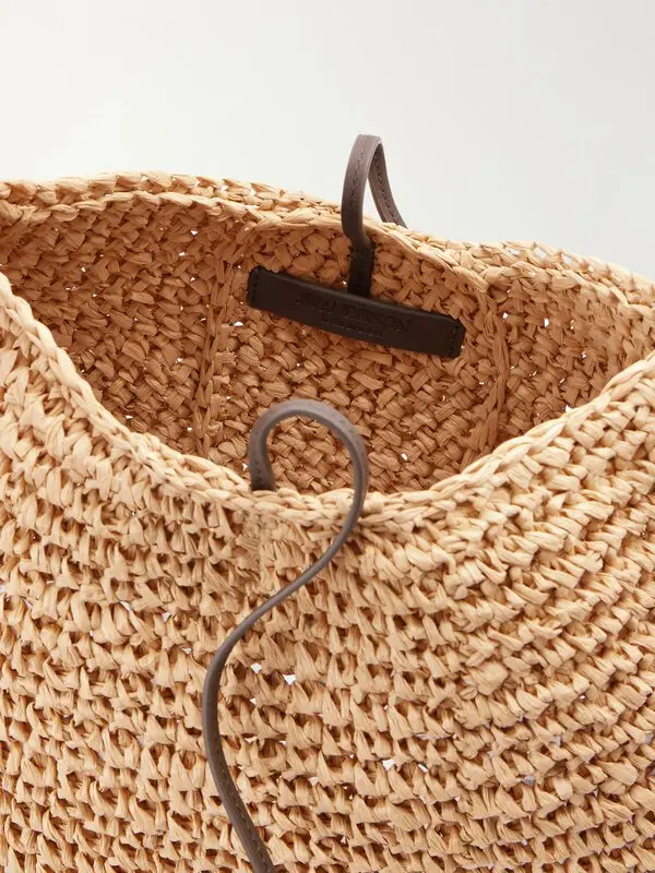 JW Anderson Raffia Bulb Tote Bag With Leather Trim