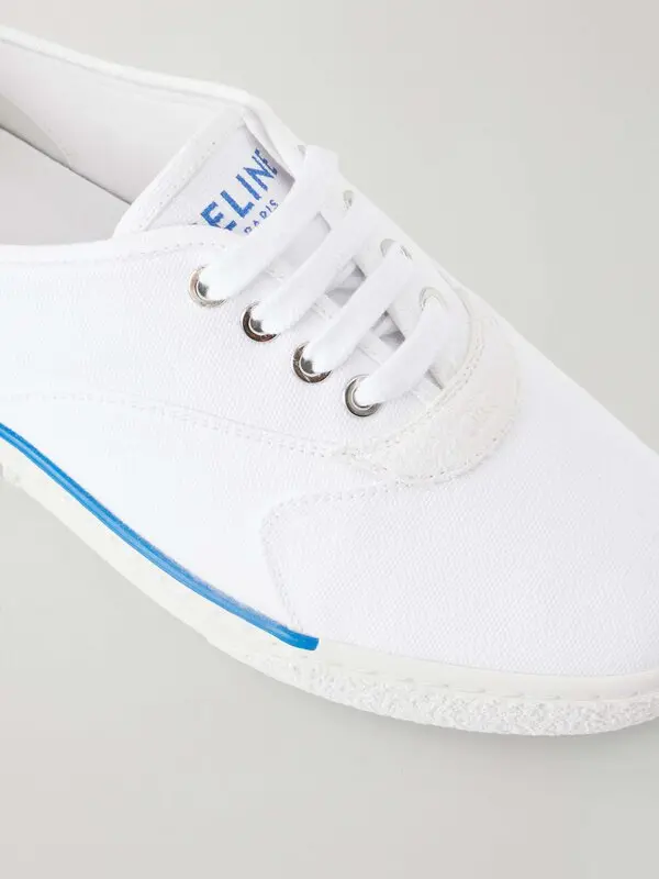 Celine Logo-detailed Suede-trimmed Canvas Sneakers