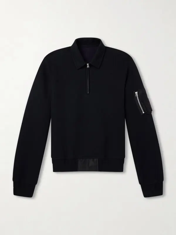 Sacai Cotton-blend Half-zip Sweater - Black