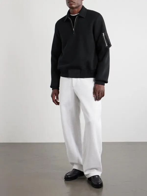 Sacai Cotton-blend Half-zip Sweater - Black