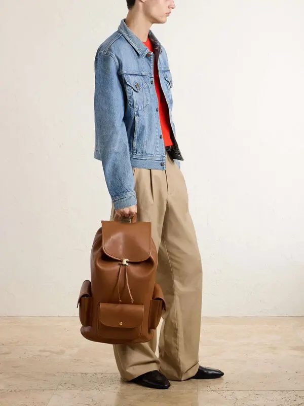 Celine Triomphe-embellished Leather Backpack
