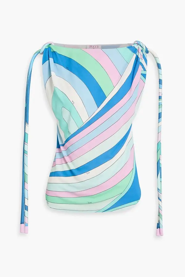 Emilio Pucci Printed Crepe Top - Light Blue