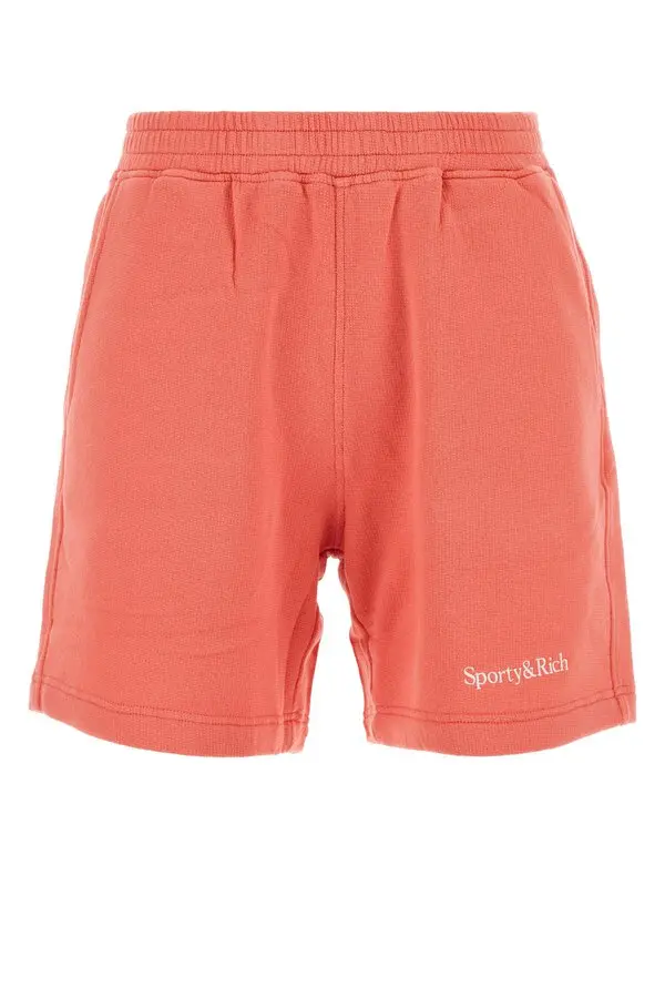 SPORTY & RICH Salmon Stretch Cotton Shorts - Pink