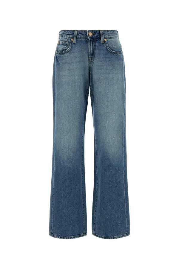 Seven For All Mankind Boyfriend Jeans In Stonewashed Denim With Rips - Blue