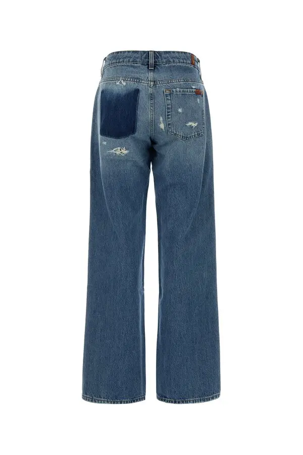 Seven For All Mankind Boyfriend Jeans In Stonewashed Denim With Rips