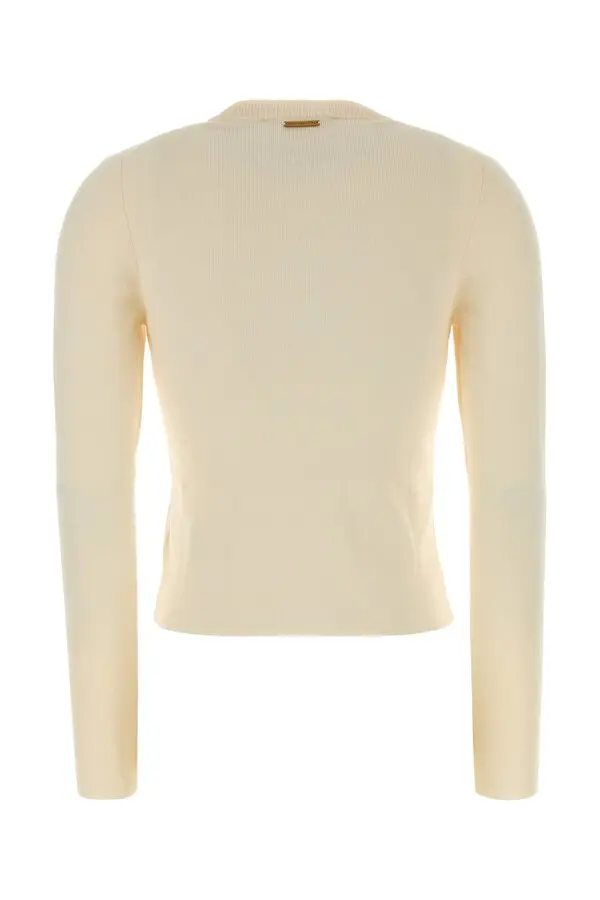 Michael Kors Cream Stretch Wool Blend Cardigan