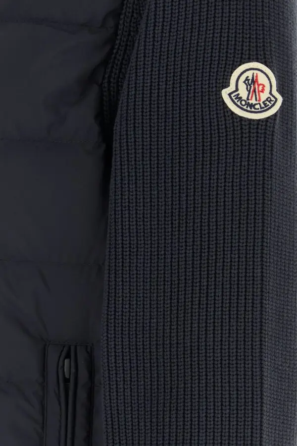 Moncler Cotton Blend Quilted Insert Cardigan