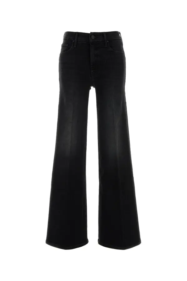 MOTHER Stretch Denim The Roller Sneak Jeans - Black