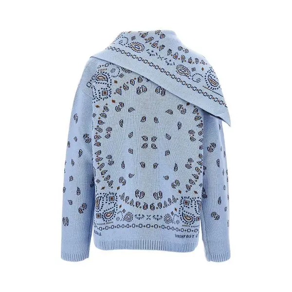 Alanui Bandana Jacquard Virgin Wool Sweater With Detachable Scarf