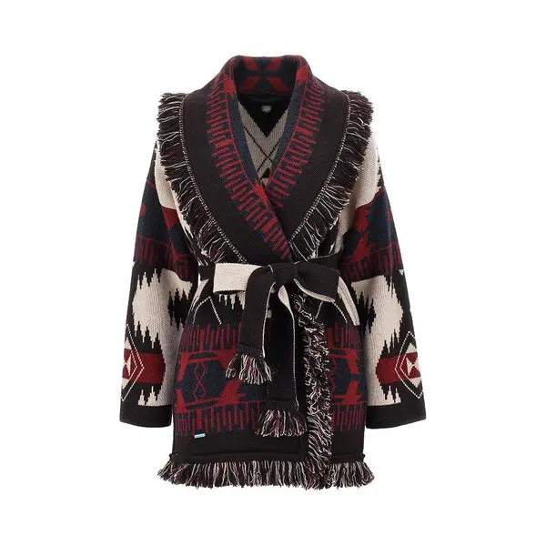 Alanui Icon Jacquard Wool Cardigan - Black