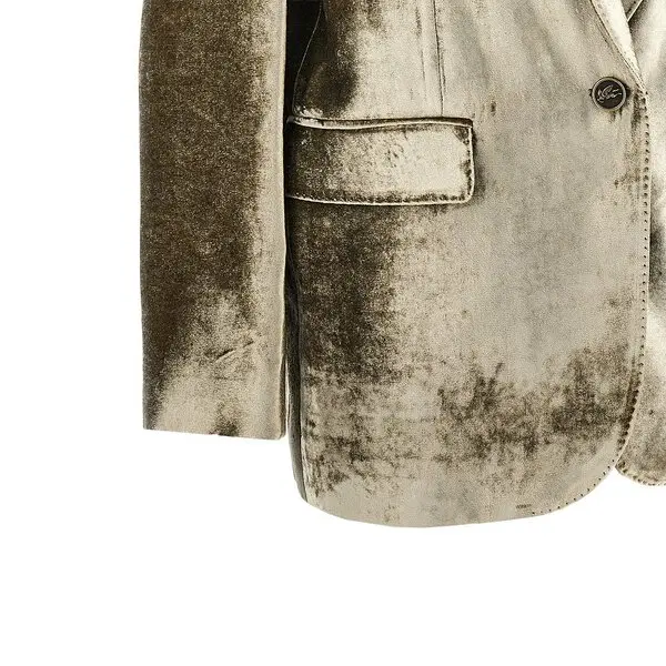Etro Velvet Single-breasted Jacket - Khaki
