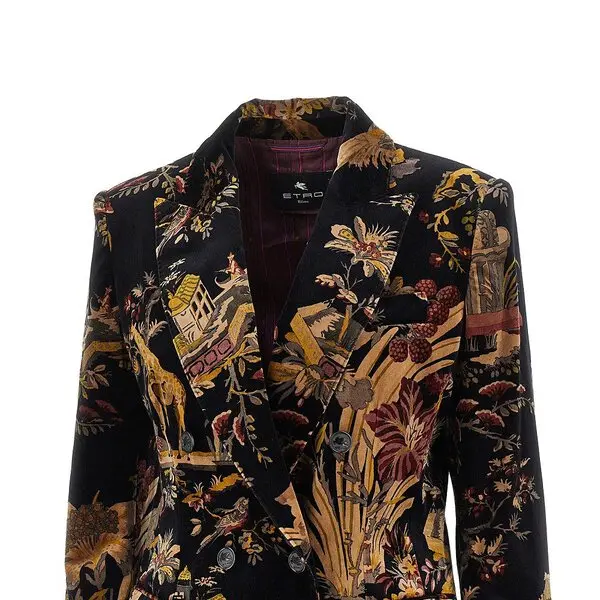 Etro Paisley Velvet Double-breasted Jacket - Black