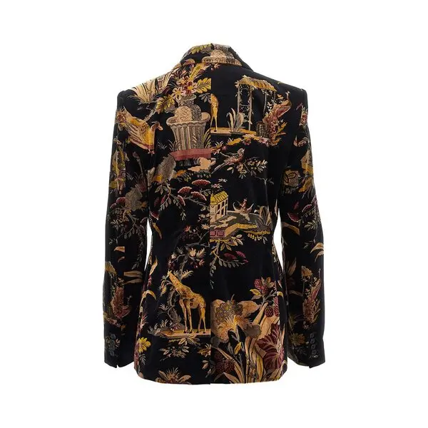 Etro Paisley Velvet Double-breasted Jacket - Black