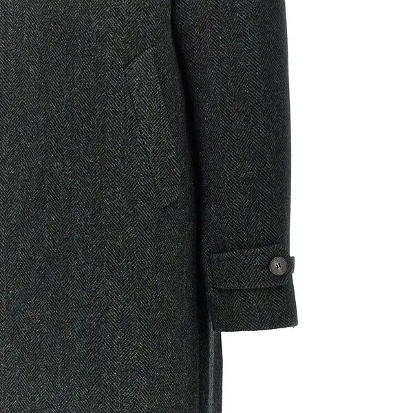 BRERAS Virgin Wool Herringbone Motif Coat