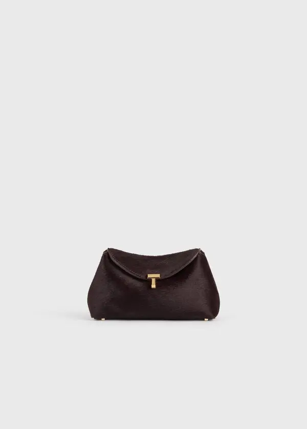 TOTEME Mini T-lock Pony Hair Clutch - Wine