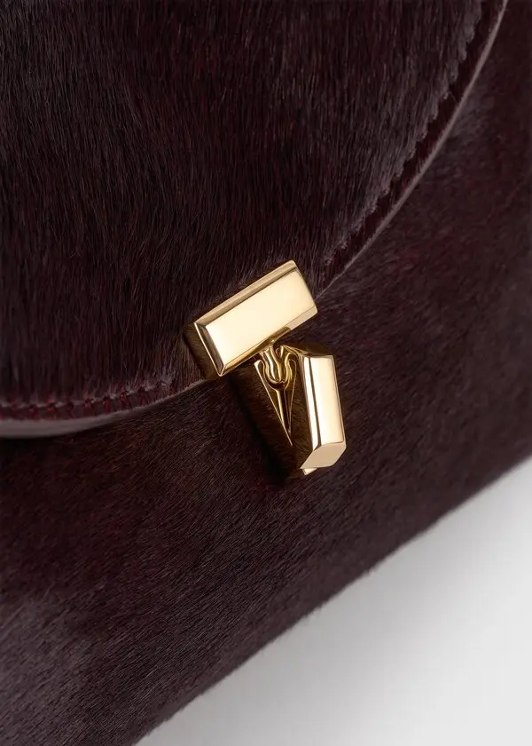 TOTEME Mini T-lock Pony Hair Clutch - Wine