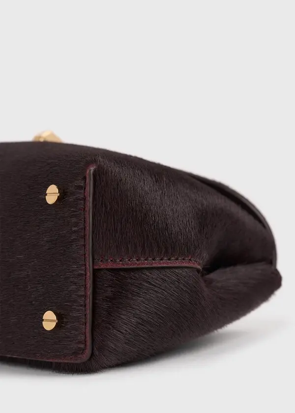 TOTEME Mini T-lock Pony Hair Clutch - Wine