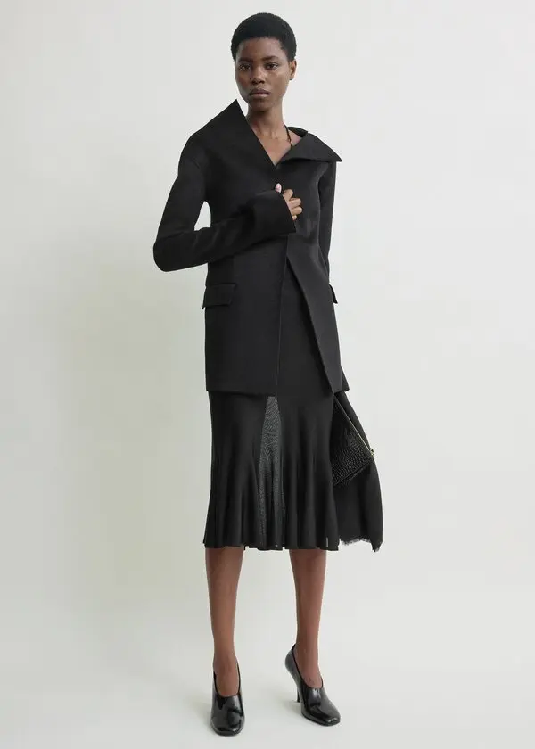 TOTEME Open Collar Wool Jacket - Black