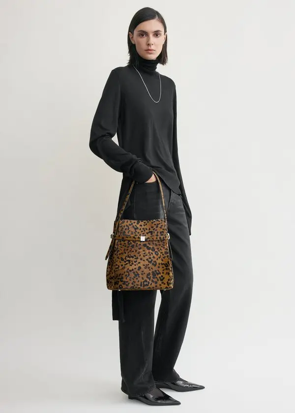 TOTEME Belted Pony Hair Bucket Bag - Leopard