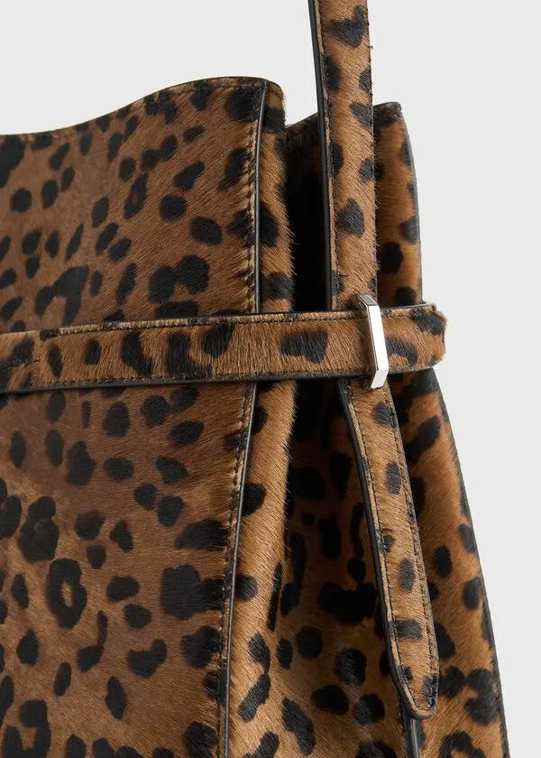 TOTEME Belted Pony Hair Bucket Bag - Leopard