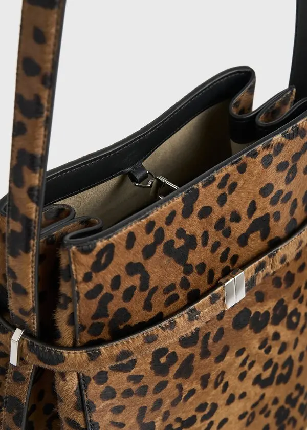 TOTEME Belted Pony Hair Bucket Bag - Leopard