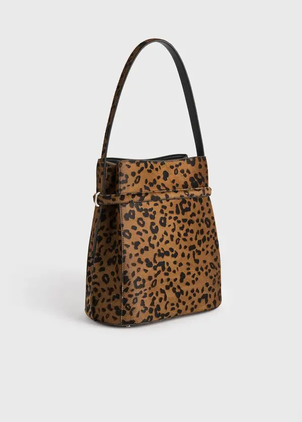 TOTEME Belted Pony Hair Bucket Bag - Leopard