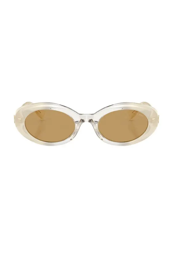 Miu Miu Round Frame Sunglasses - Opal Milk