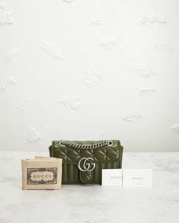 FWRD RENEW Gucci Gg Marmont Shoulder Bag - Green