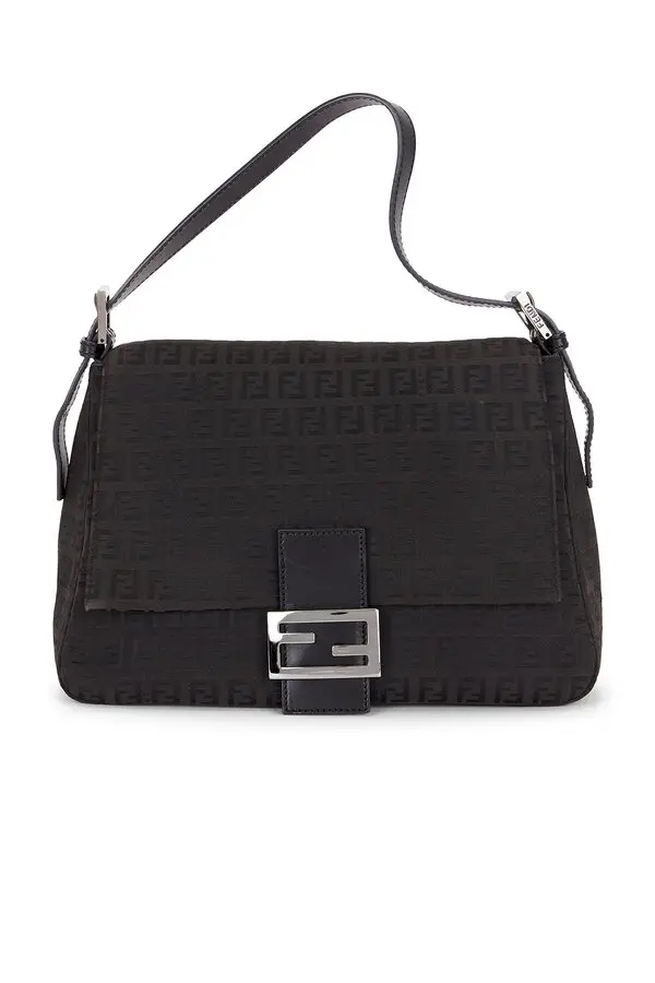 Fendi Zucchino Mama Baguette Shoulder Bag - Black