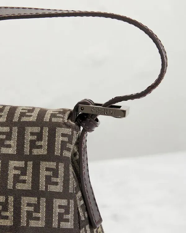 FWRD RENEW Fendi Zucchino Mama Baguette Shoulder Bag - Brown
