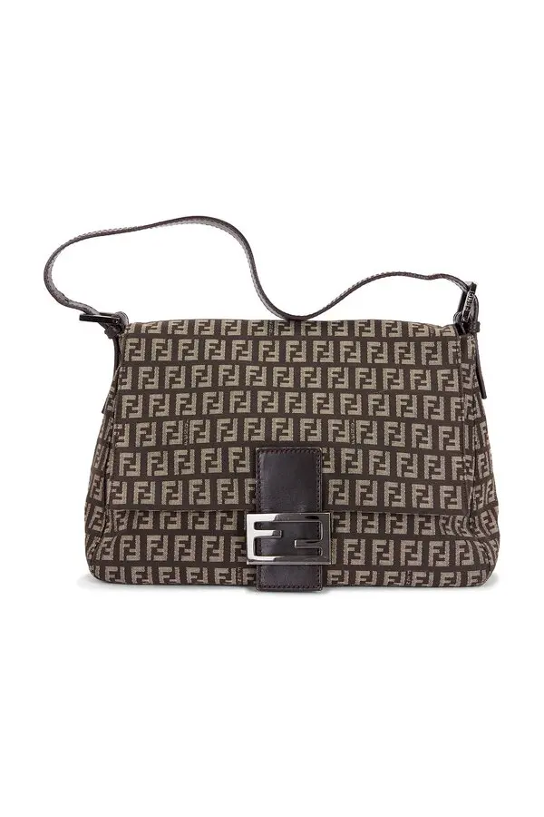 Fendi Zucchino Mama Baguette Shoulder Bag - Brown