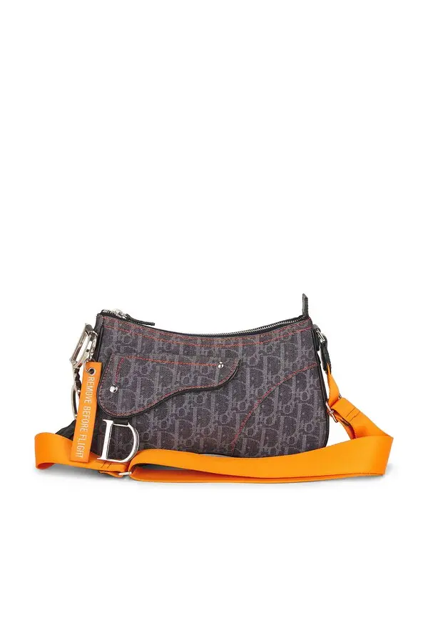 Dior Flight Line Double Saddle Bag In ,orange - Blue