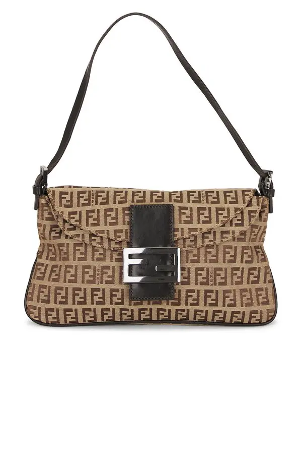 Fendi Zucchino Baguette Shoulder Bag - Brown